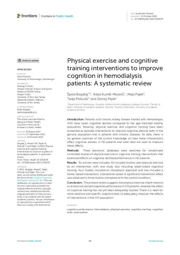 (PDF) Physical exercise and cognitive training interventions to improve cognition in ...