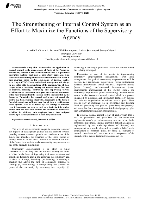 (PDF) The Strengthening of Internal Control System as an Effort to ...