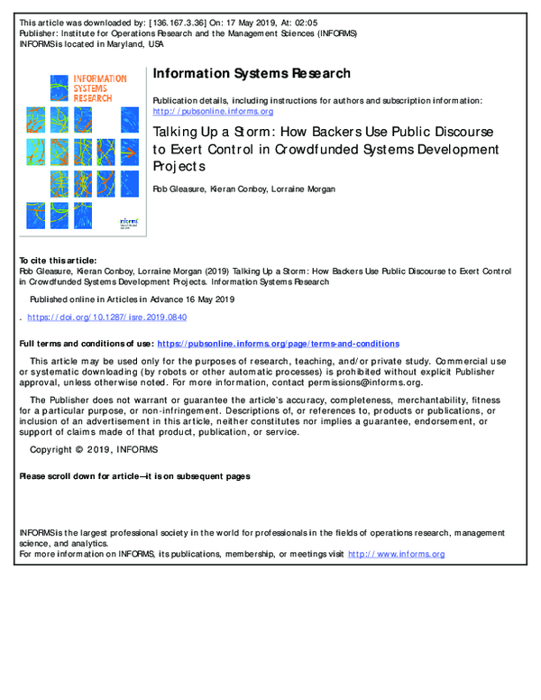 (PDF) Talking Up a Storm: How Backers Use Public Discourse to Exert ...