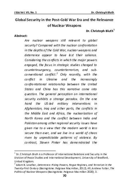 (PDF) Global Security in the Post-Cold War Era and the Relevance of ...