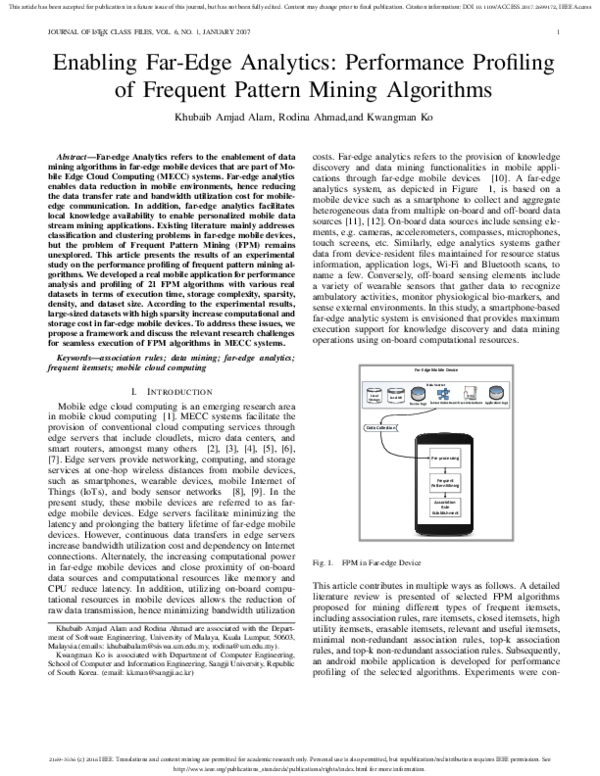 (PDF) Enabling Far-Edge Analytics: Performance Profiling of Frequent Pattern Mining Algorithms