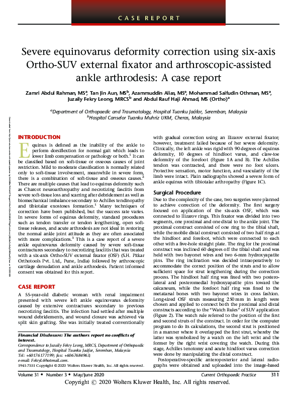 (PDF) Severe equinovarus deformity correction using six-axis Ortho-SUV ...