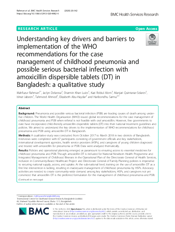 (PDF) Understanding key drivers and barriers to implementation of the ...