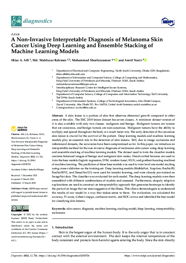 (PDF) A Non-Invasive Interpretable Diagnosis of Melanoma Skin Cancer Using Deep Learning and ...