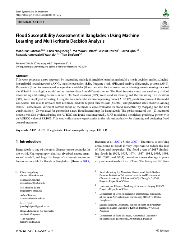 (PDF) Flood Susceptibility Assessment in Bangladesh Using Machine ...