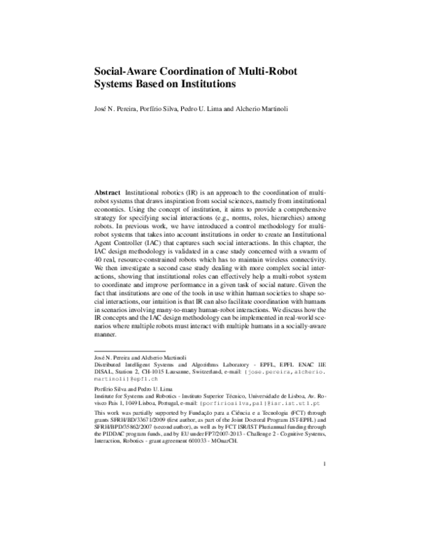 (PDF) Social-Aware Coordination of Multi-robot Systems Based on Institutions | Porfirio Marques ...