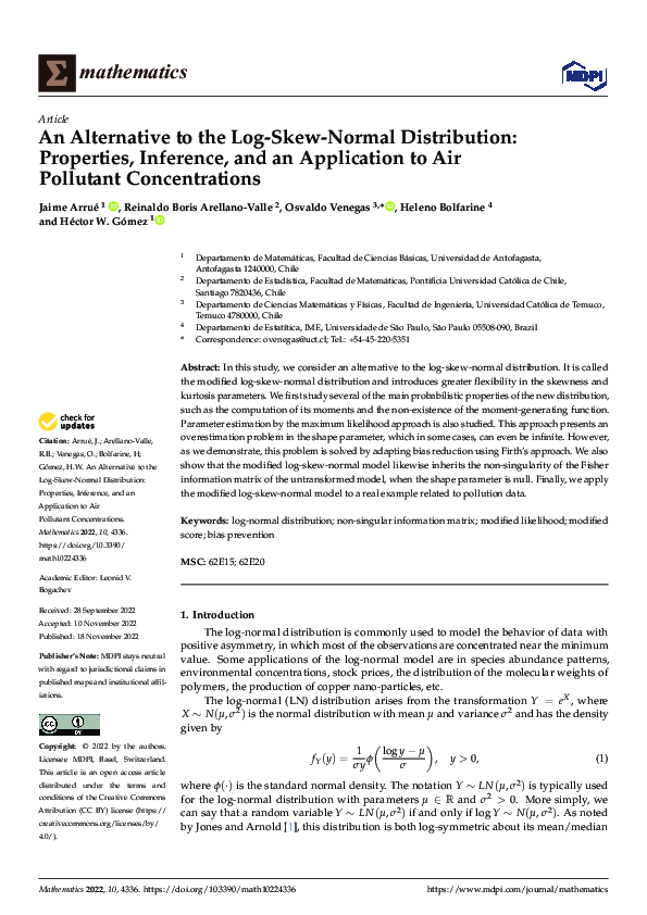 (PDF) An Alternative to the Log-Skew-Normal Distribution: Properties ...