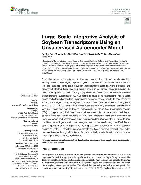(PDF) Large-Scale Integrative Analysis of Soybean Transcriptome Using an Unsupervised ...