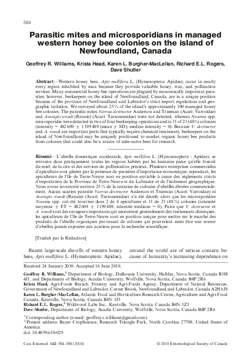 (PDF) Parasitic mites and microsporidians in managed western honey bee ...