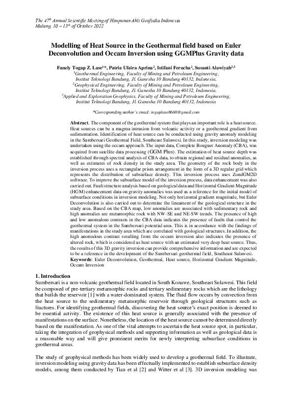 (PDF) Modelling of Heat Source in the Geothermal field based on Euler Deconvolution and Occam ...