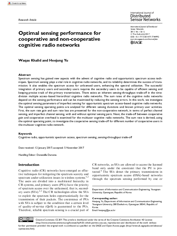 Optimal sensing performance for cooperative and non-cooperative cognitive radio networks