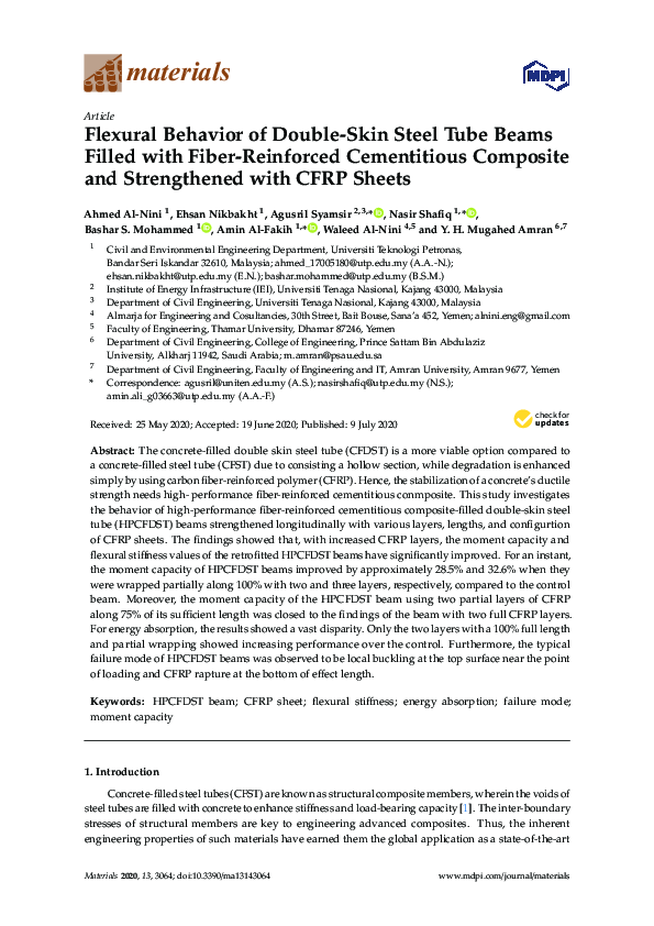 (PDF) Flexural Behavior of Double-Skin Steel Tube Beams Filled with ...