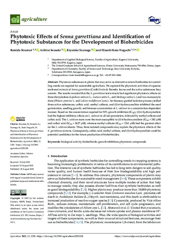 (PDF) Phytotoxic Effects of Senna garrettiana and Identification of ...