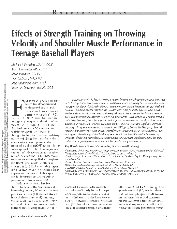 (PDF) Effects of Strength Training on Throwing Velocity and Shoulder ...
