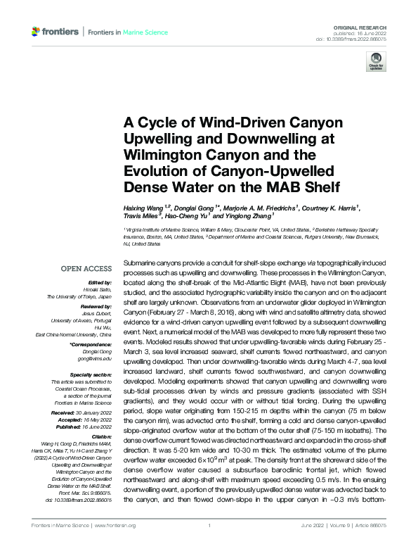 (PDF) A Cycle of Wind-Driven Canyon Upwelling and Downwelling at ...