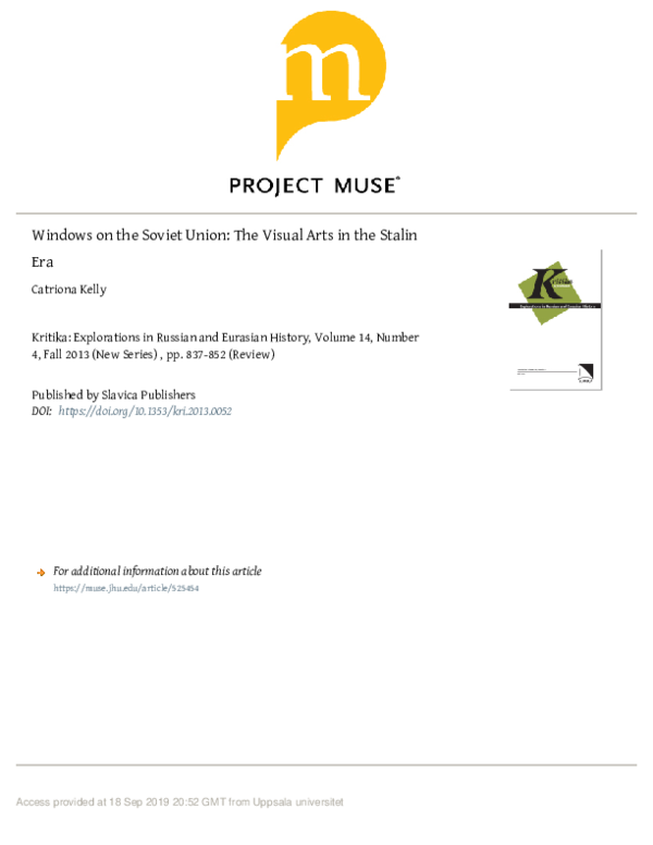 (PDF) Windows on the Soviet Union: The Visual Arts in the Stalin Era