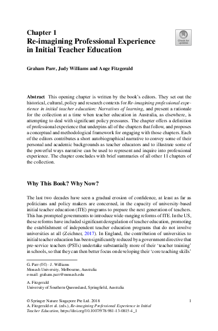 (PDF) Re-imagining Professional Experience in Initial Teacher Education