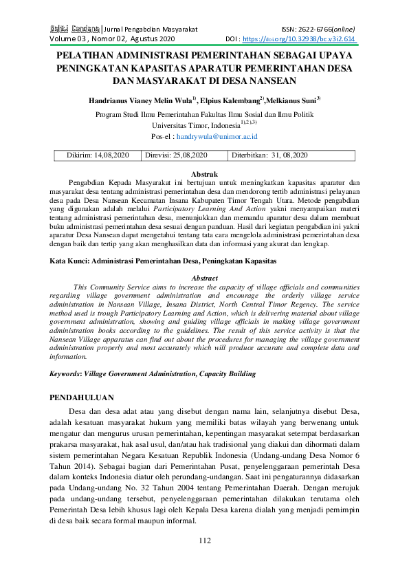 (PDF) PELATIHAN ADMINISTRASI PEMERINTAHAN SEBAGAI UPAYA PENINGKATAN KAPASITAS APARATUR ...