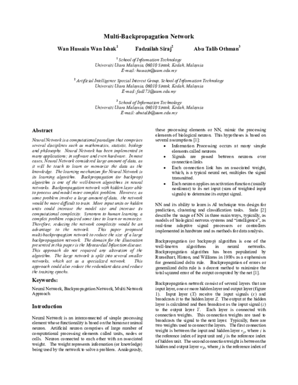 (PDF) Multi-Backpropagation Network
