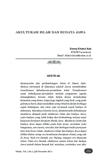 (PDF) Akulturasi Islam Dan Budaya Jawa