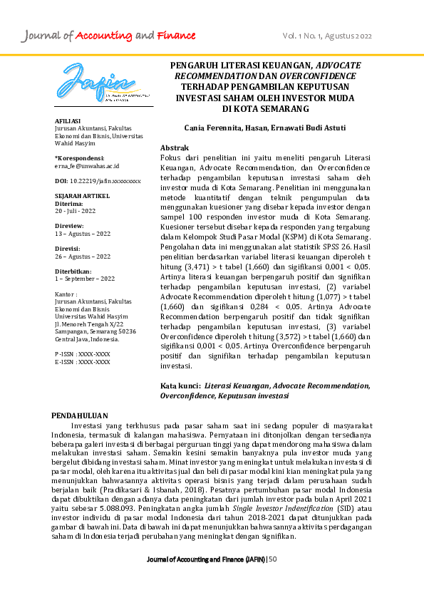 (PDF) Pengaruh Literasi Keuangan, Advocate Recommendation dan ...