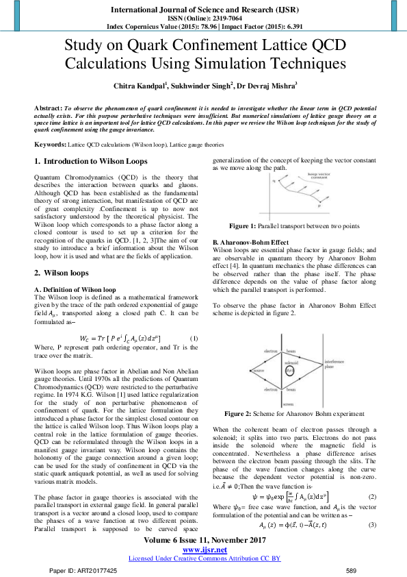 (PDF) Study on Quark Confinement Lattice QCD Calculations Using ...