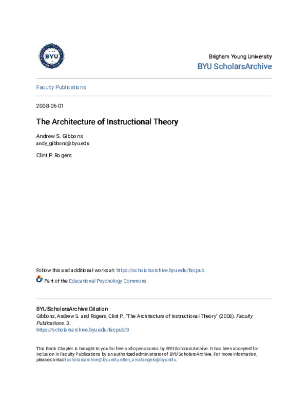 (PDF) The Architecture of Instructional Theory
