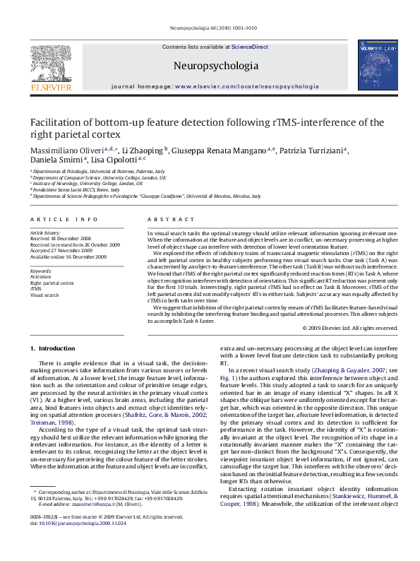 (PDF) Facilitation of bottom-up feature detection following rTMS ...
