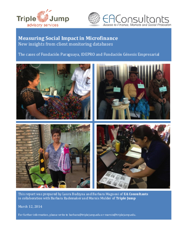 (PDF) Measuring Social Impact in Microfinance New insights from client ...