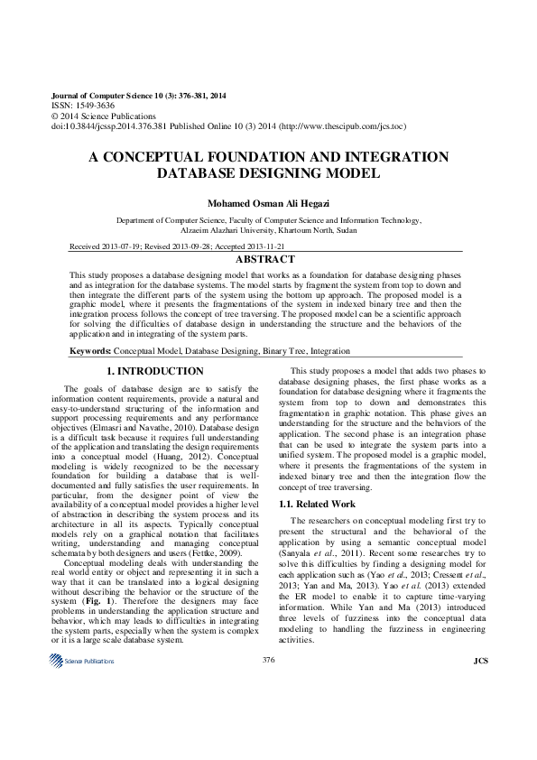 A Conceptual Foundation and Integration Database Designing Model