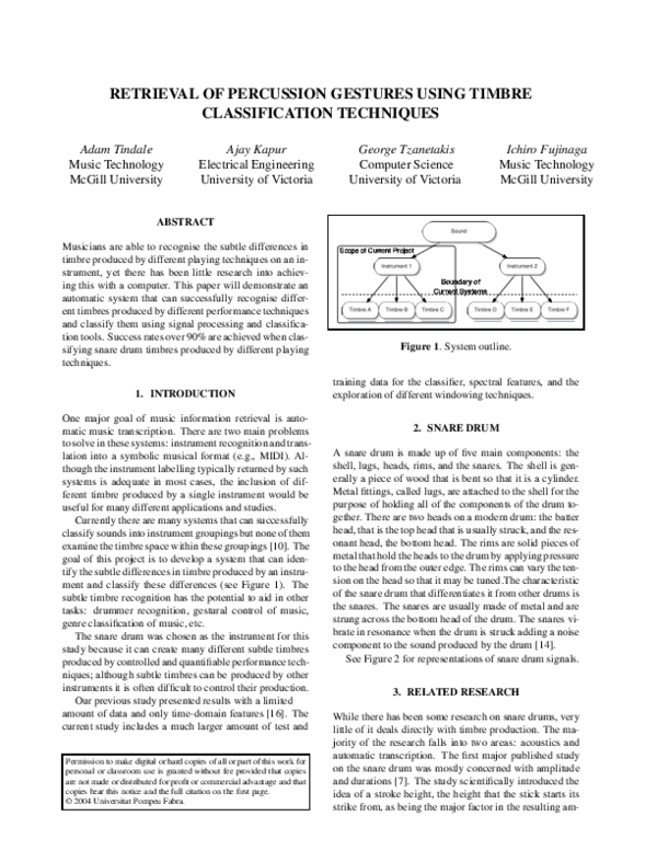 (PDF) Retrieval Of Percussion Gestures Using Timbre Classification ...