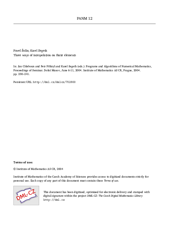 Pdf Three Ways Of Interpolation On Finite Elements