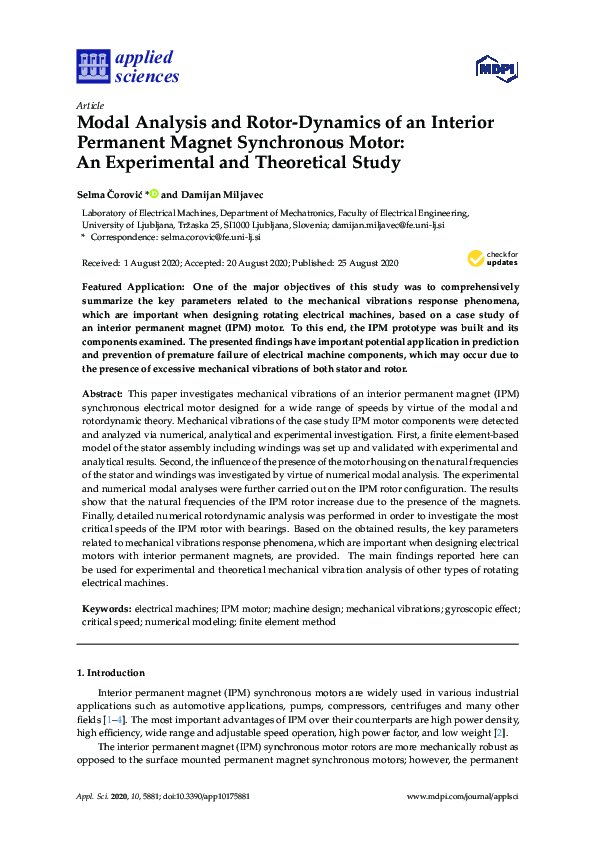 Pdf Modal Analysis And Rotor Dynamics Of An Interior Permanent Magnet