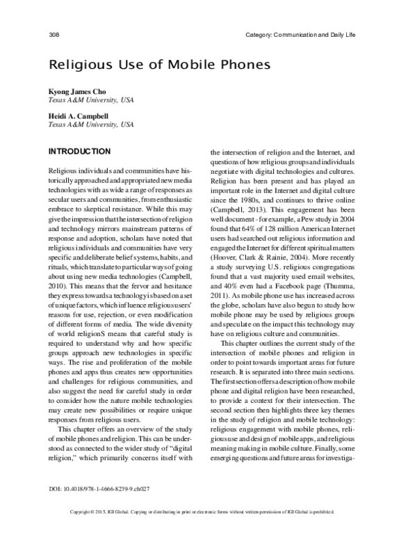 (PDF) Religious Use of Mobile Phones
