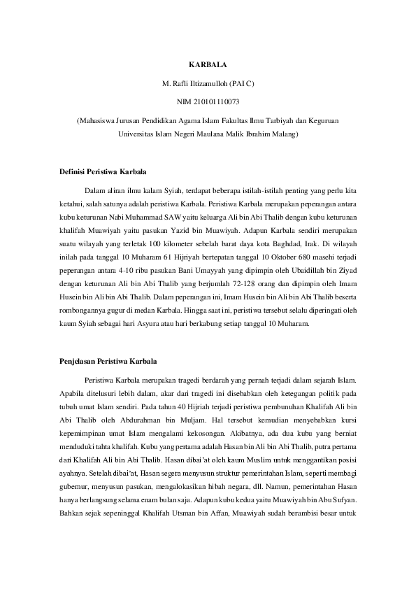 (PDF) PERISTIWA KARBALA 10 MUHARRAM