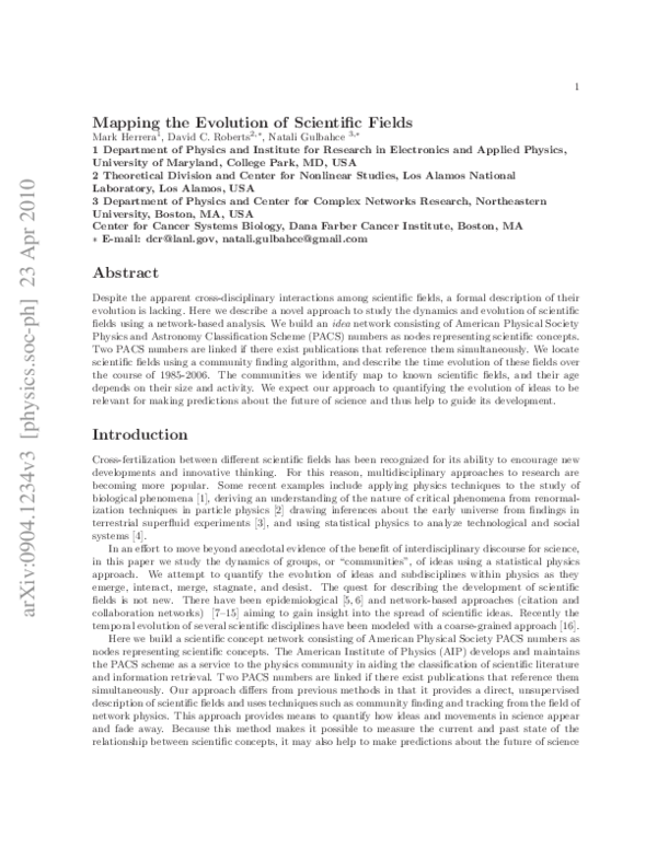 (PDF) Mapping the Evolution of Scientific Fields