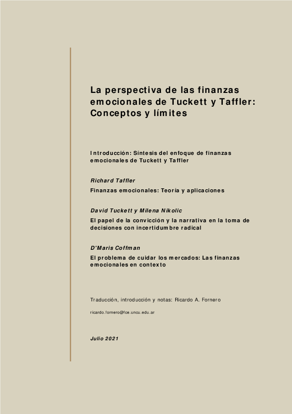 (PDF) La perspectiva de las finanzas emocionales de Tuckett y Taffler ...