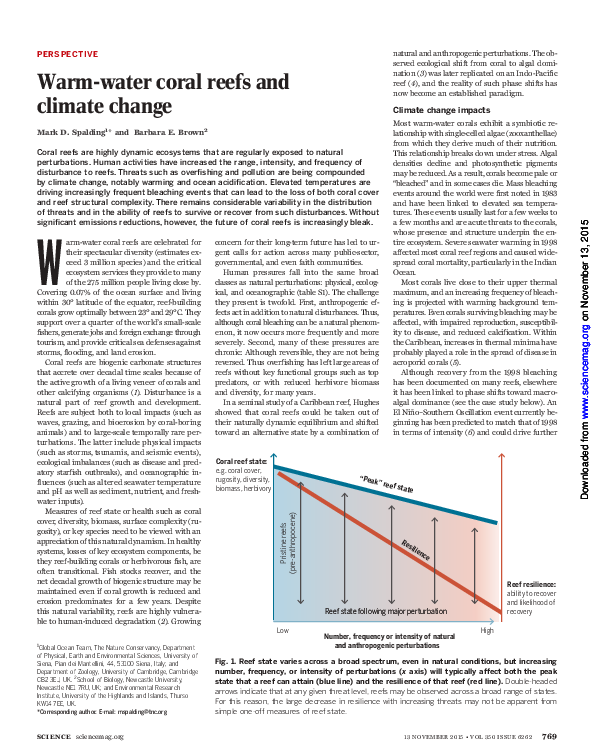 (PDF) Warm-water coral reefs and climate change