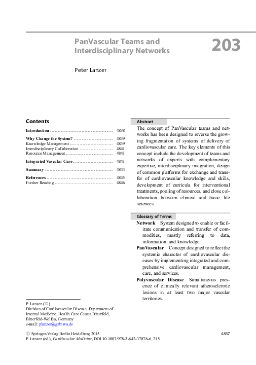 (PDF) PanVascular Teams and Interdisciplinary Networks