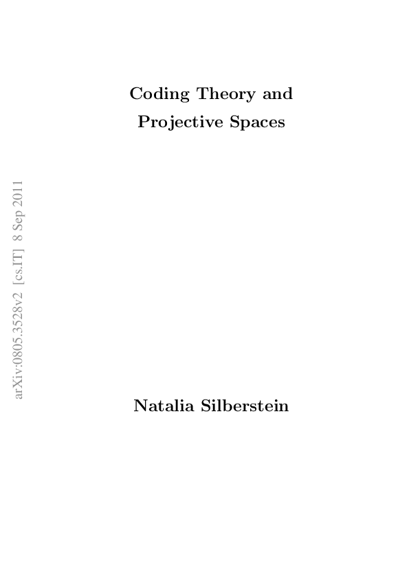 Pdf Coding Theory And Projective Spaces