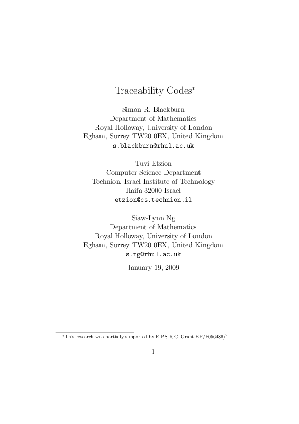 (PDF) Traceability codes