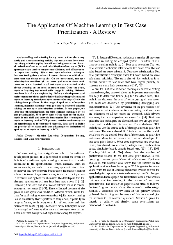 Pdf The Application Of Machine Learning In Test Case Prioritization A Review