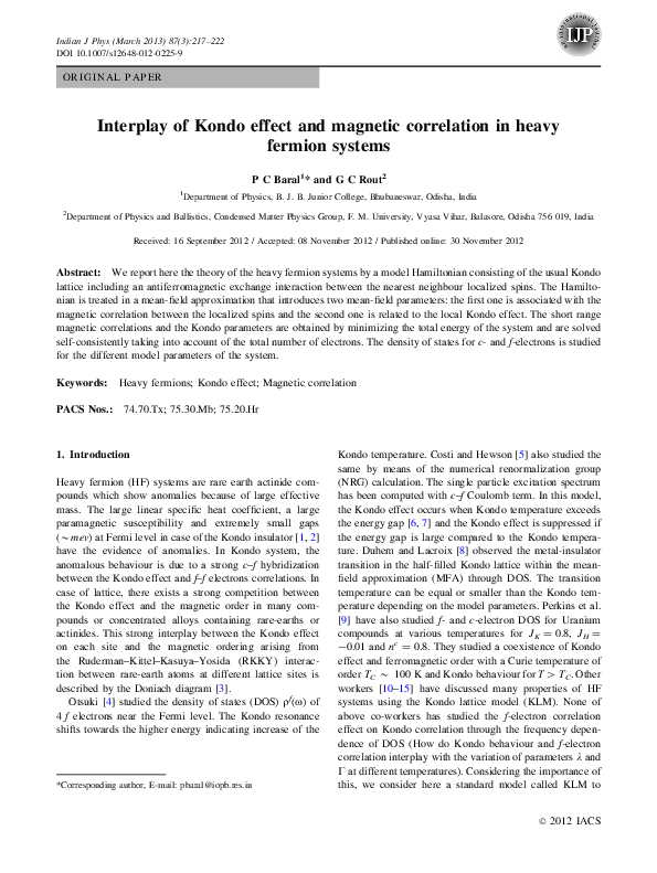 (PDF) Interplay of Kondo effect and magnetic correlation in heavy ...