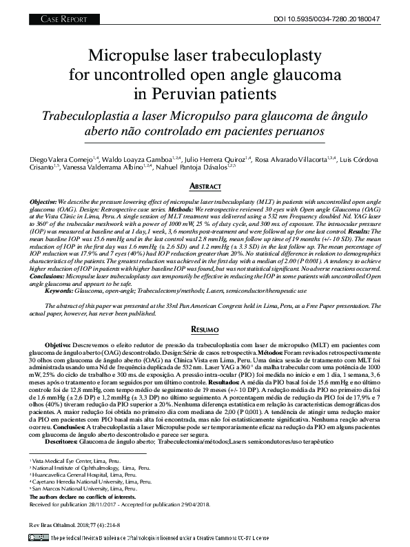 (PDF) Micropulse laser trabeculoplasty for uncontrolled open angle ...