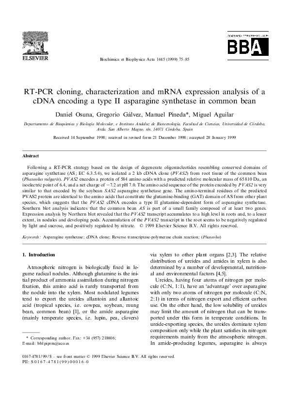 (PDF) RT-PCR cloning, characterization and mRNA expression analysis of a cDNA encoding a type II ...