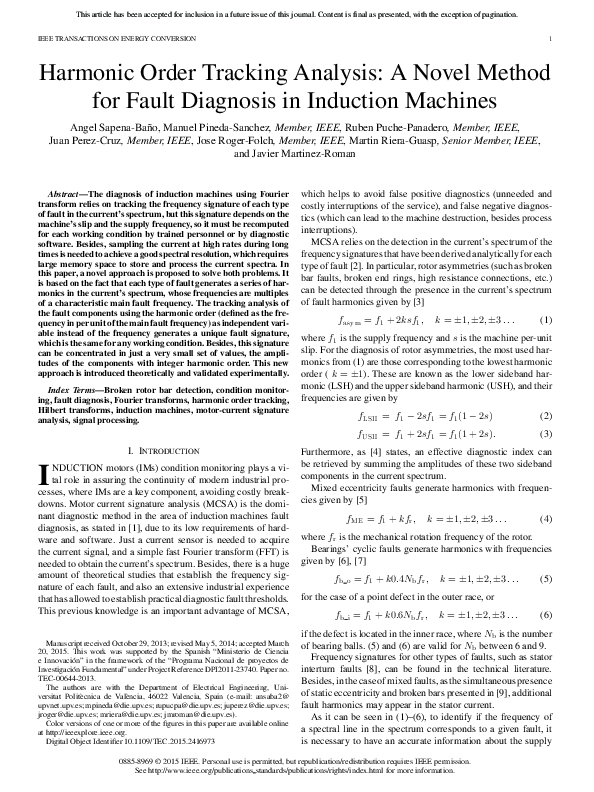 (PDF) Harmonic order tracking analysis: A novel method for the diagnosis of induction generators