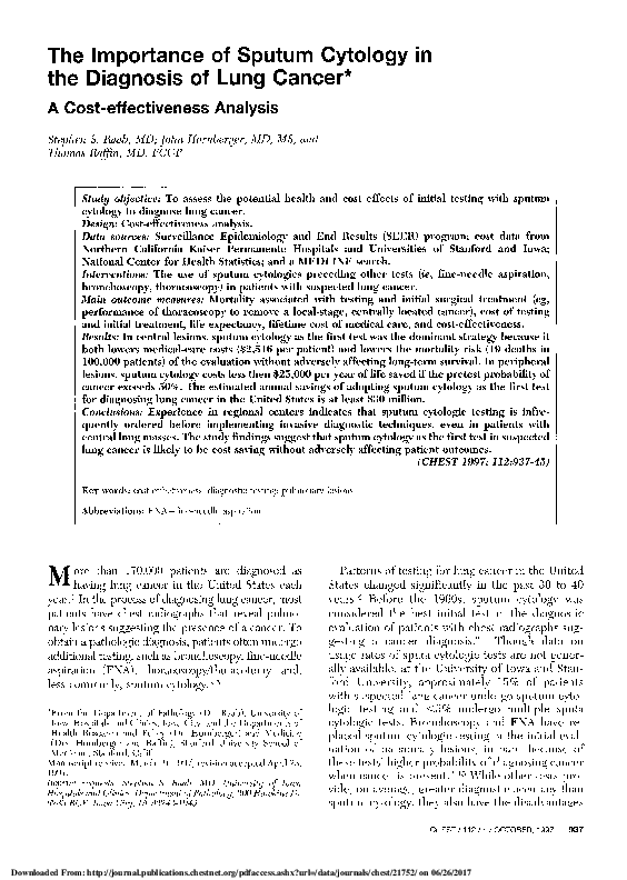 (PDF) The Importance of Sputum Cytology in the Diagnosis of Lung Cancer ...