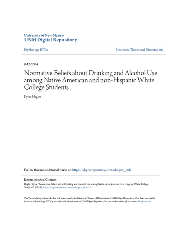 (PDF) Normative Beliefs about Drinking and Alcohol Use among Native ...