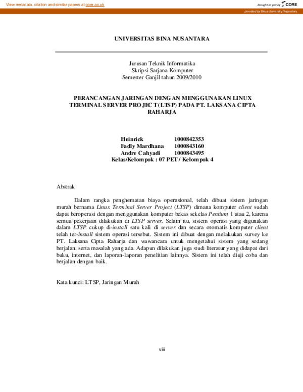(PDF) Perancangan Jaringan Dengan Menggunakan Linux Terminal Server ...