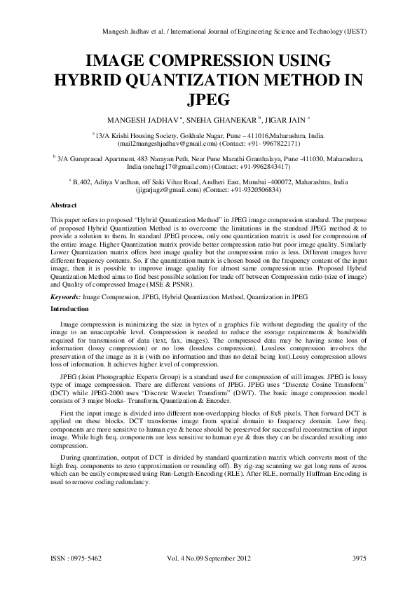 (PDF) Image Compression Using Hybrid Quantization Method in Jpeg